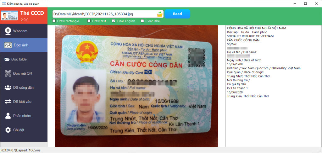 Dùng Easy OCR để đọc thông tin CCCD - THỊ GIÁC MÁY TÍNH